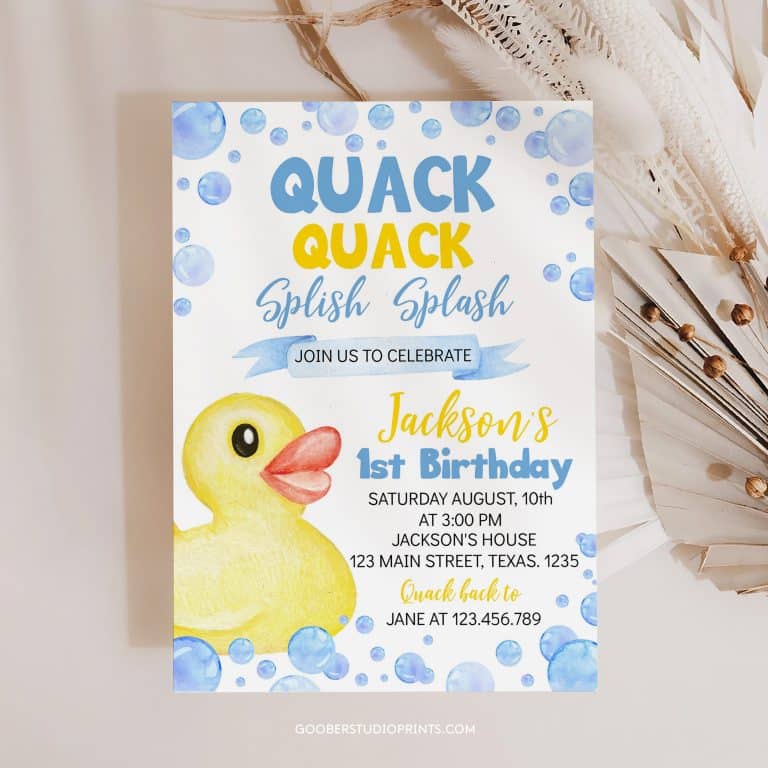 Rubber Duck Birthday Invitation - Goober Studio Prints