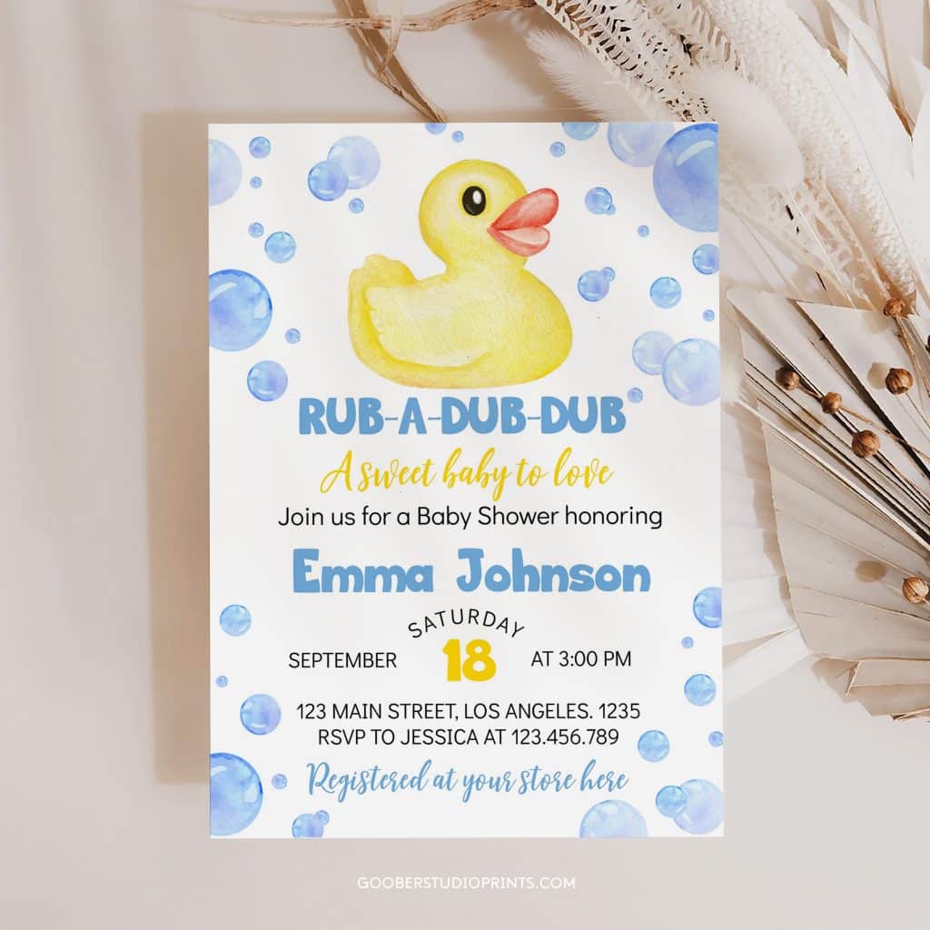 Rubber Duck Baby Shower Invitation - Goober Studio Prints