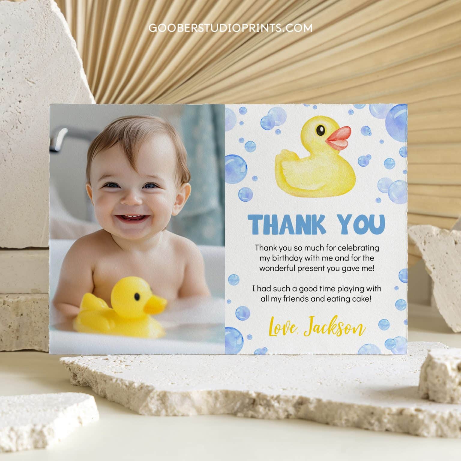 Rubber Duck Birthday Thank You Card - Goober Studio Prints