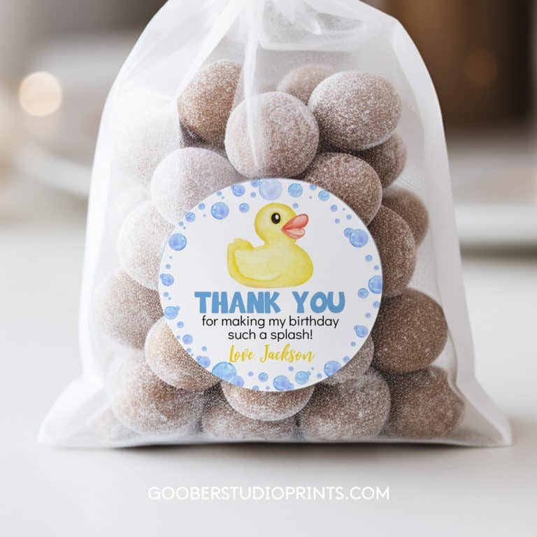 Rubber Duck Birthday Thank You Favor Tag - Goober Studio Prints