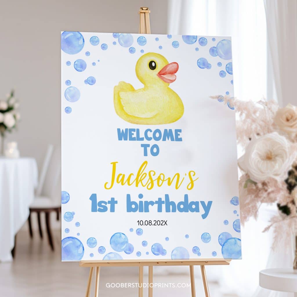 Rubber Duck Birthday Welcome Sign - Goober Studio Prints