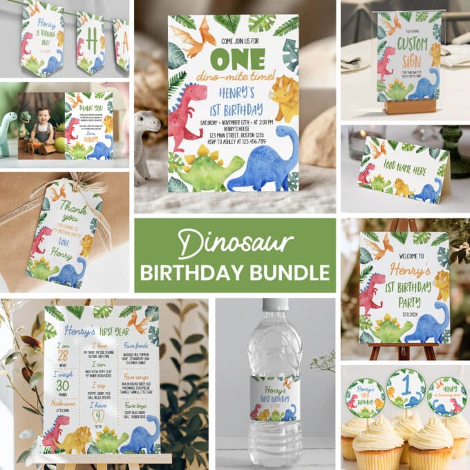 Dinosaur Birthday Invitation Bundle - Goober Studio Prints