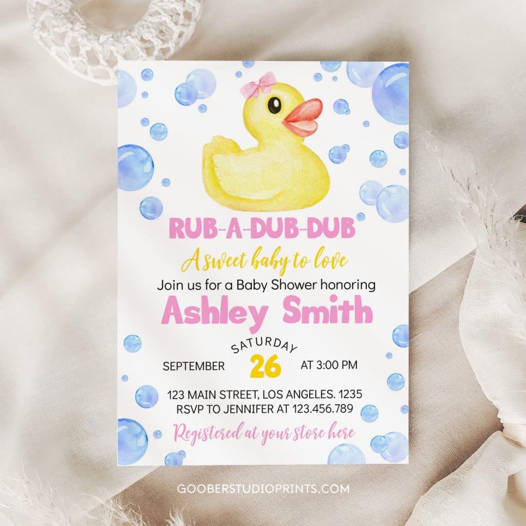 Rubber Duck Baby Shower Invitation Set - Goober Studio Prints