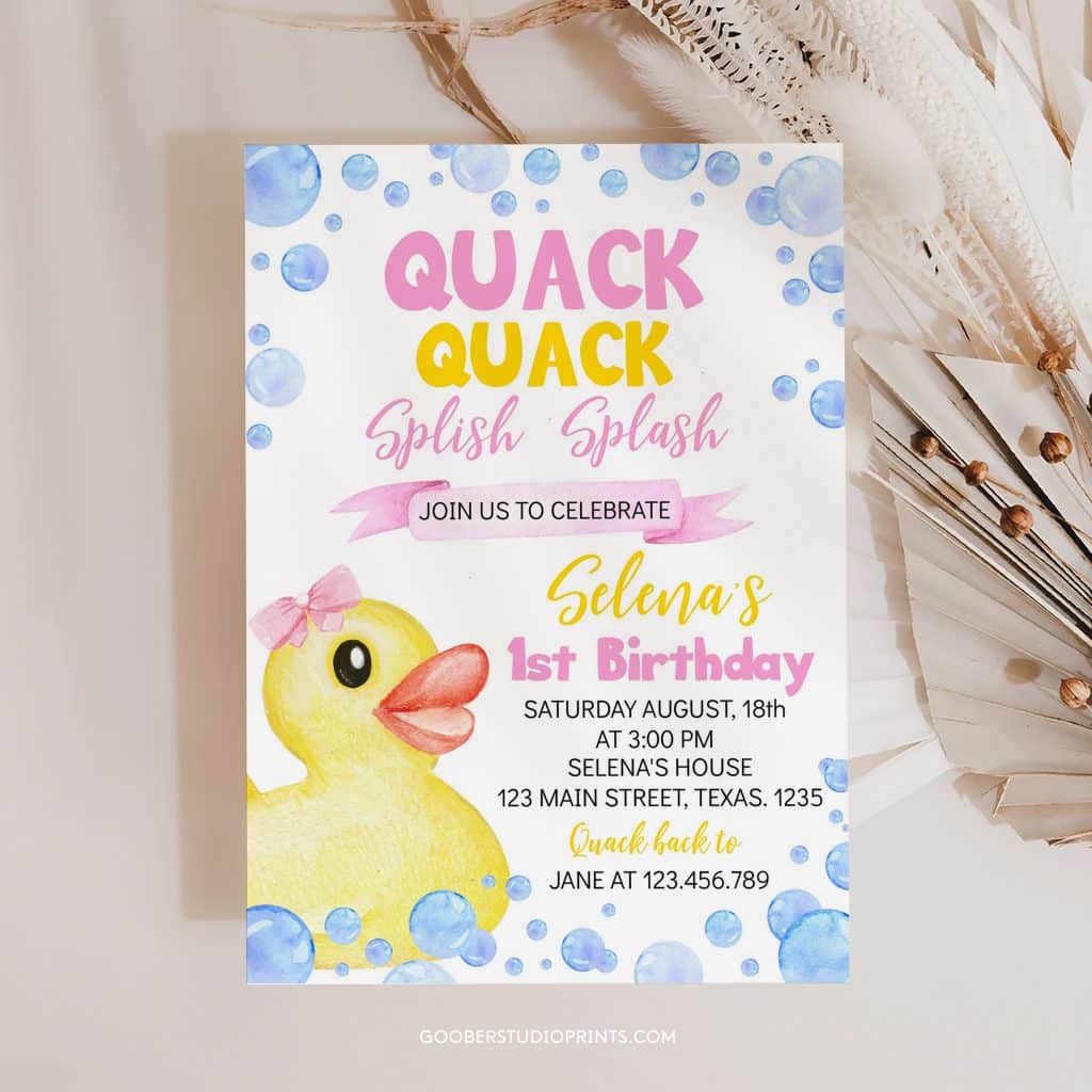 Rubber Duck Birthday Invitation - Goober Studio Prints