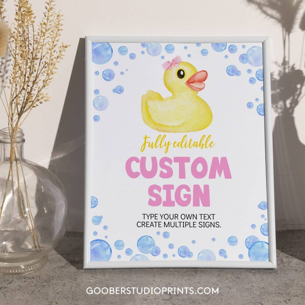 Rubber Duck Birthday Custom Sign - Goober Studio Prints
