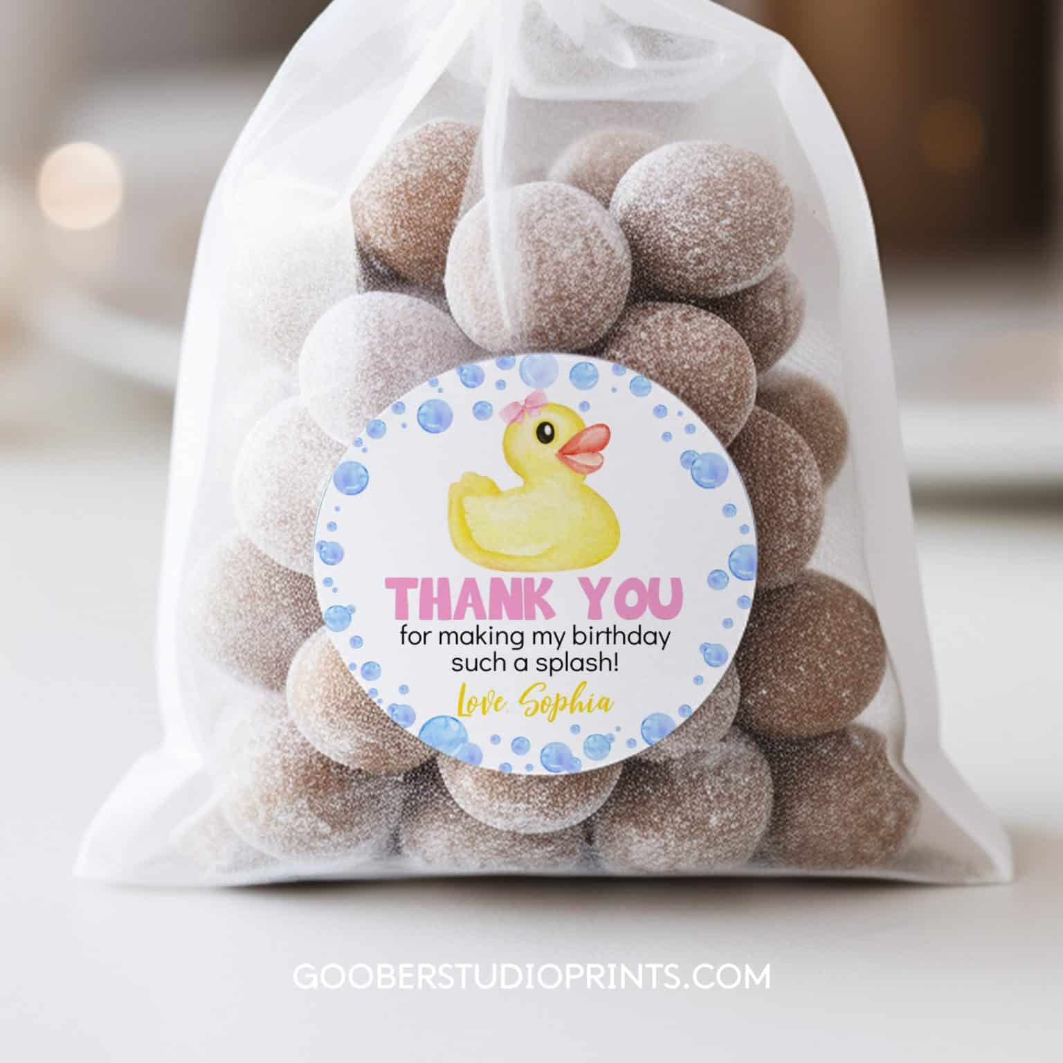 Rubber Duck Birthday Thank You Favor Tag - Goober Studio Prints
