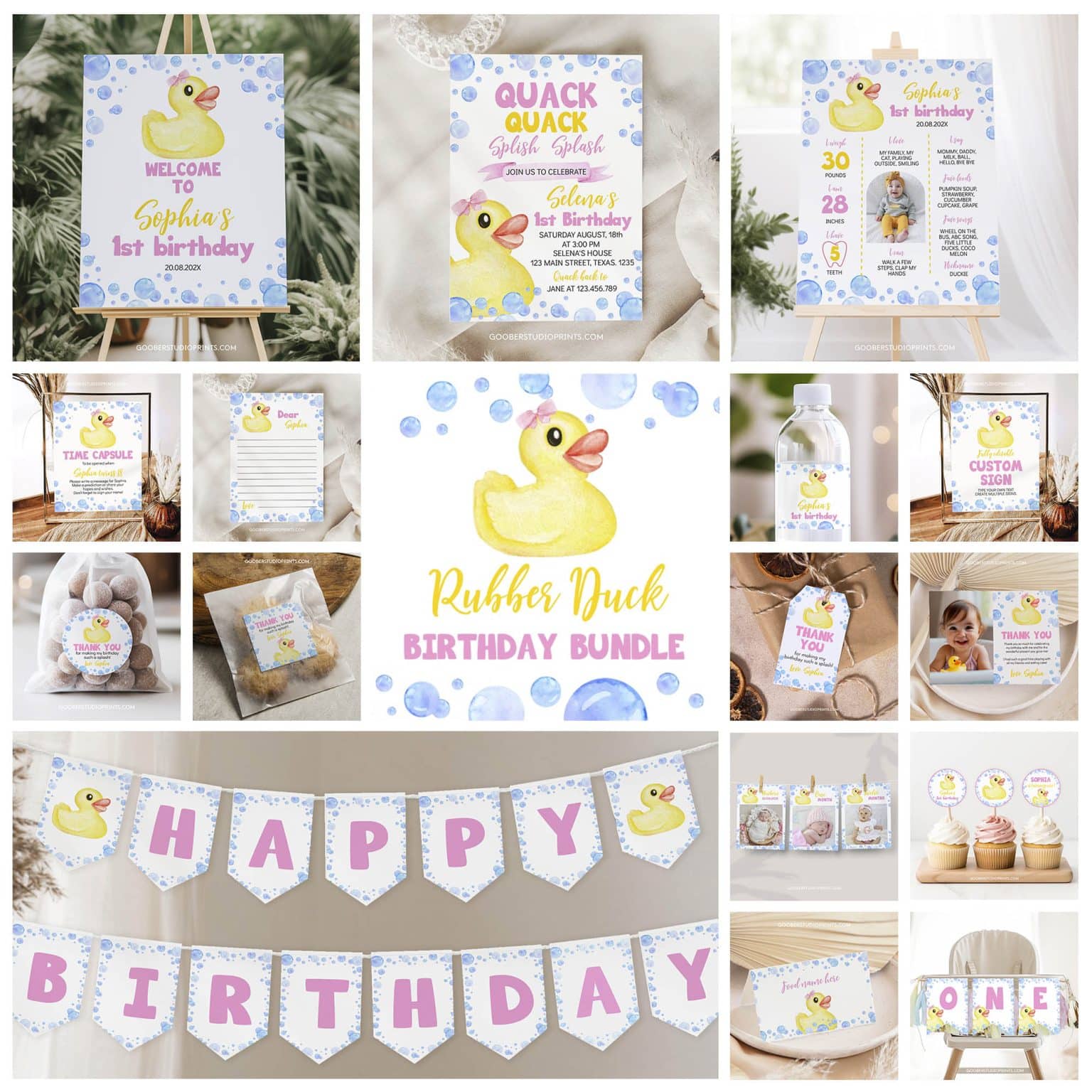 Rubber Duck Birthday Invitation - Goober Studio Prints