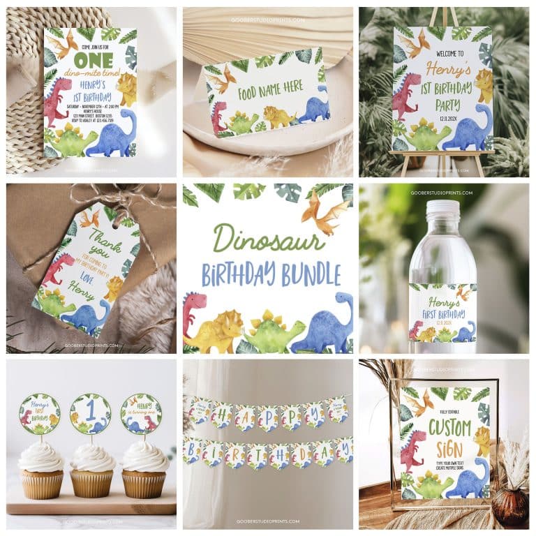 Dinosaur Birthday Set Bundle - Goober Studio Prints
