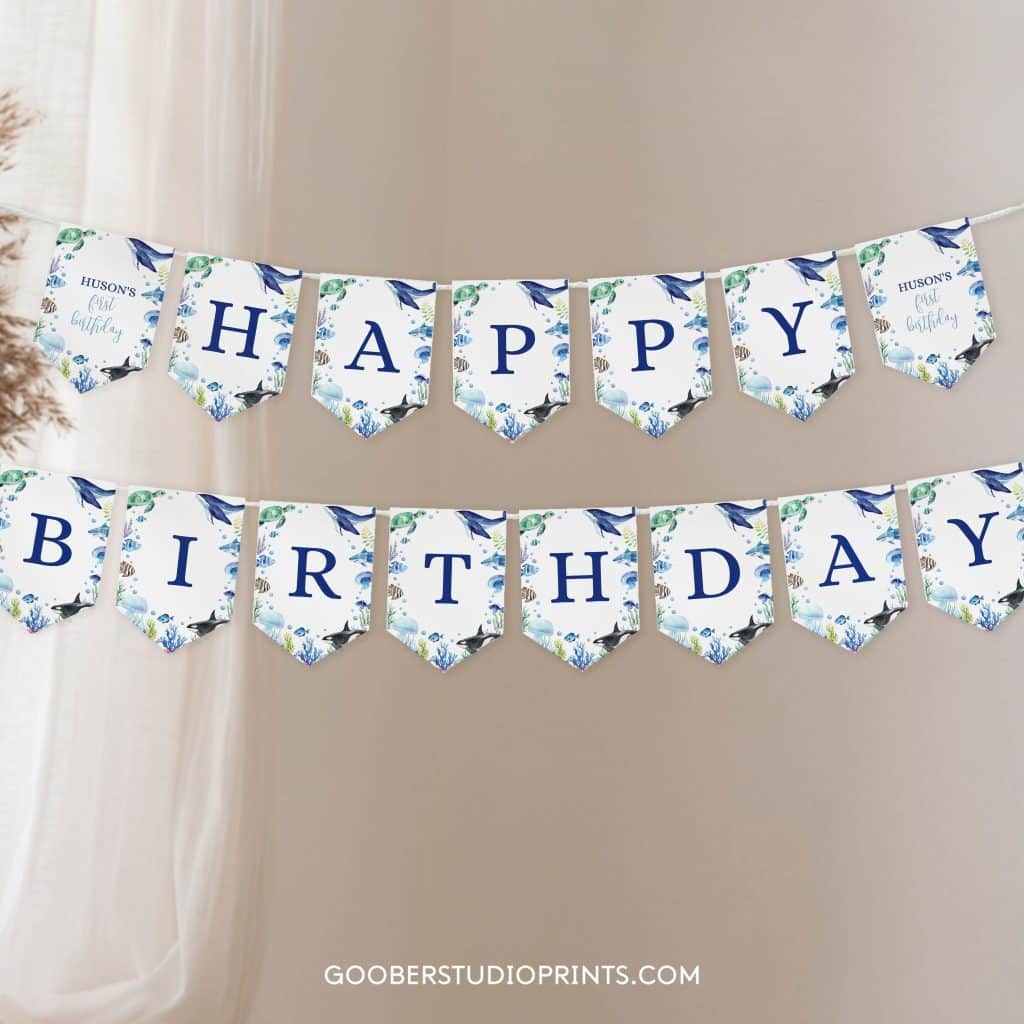 Under The Sea Birthday Banner - Goober Studio Prints