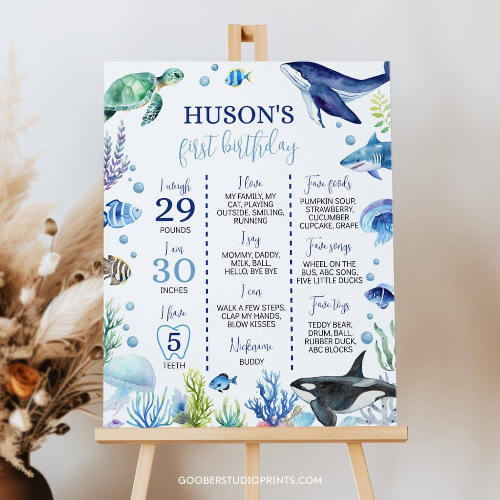 Under The Sea Birthday Milestone Poster - Goober Studio Prints