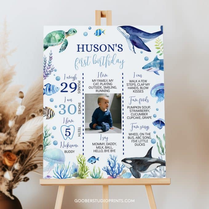 Under The Sea Birthday Milestone Photo Poster - Goober Studio Prints