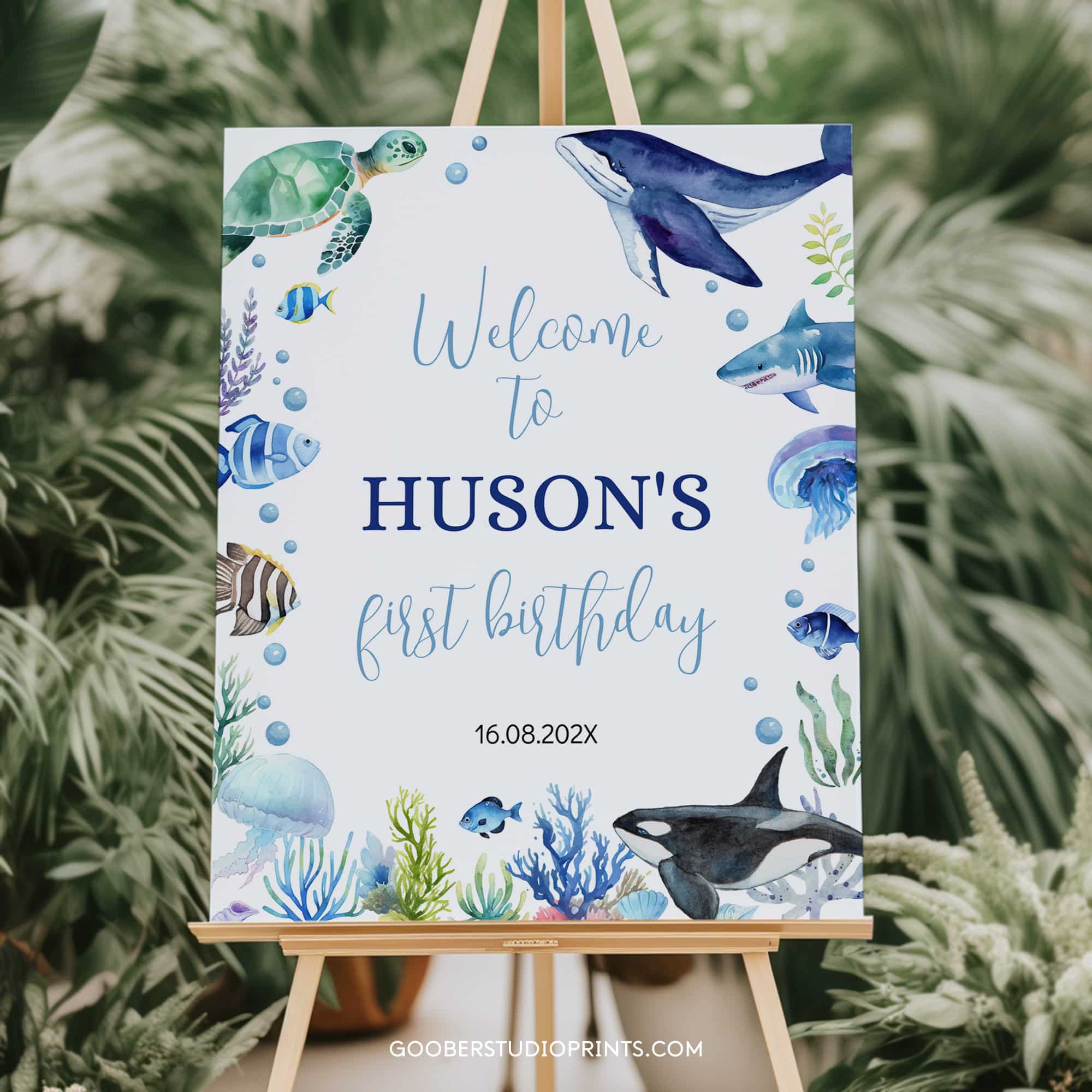 Under The Sea Birthday Welcome Sign - Goober Studio Prints