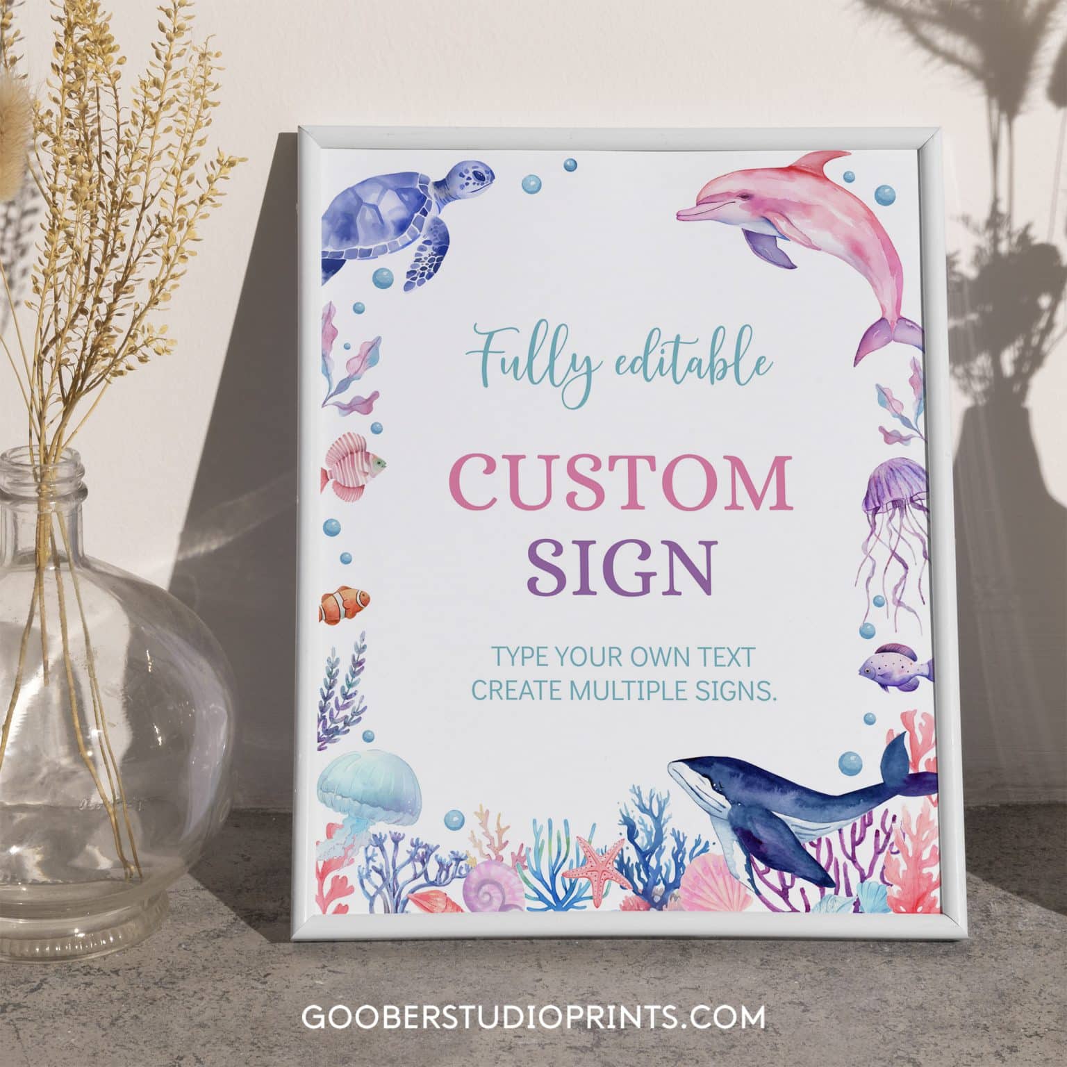 Oneder The Sea Birthday Thank You Tag - Goober Studio Prints