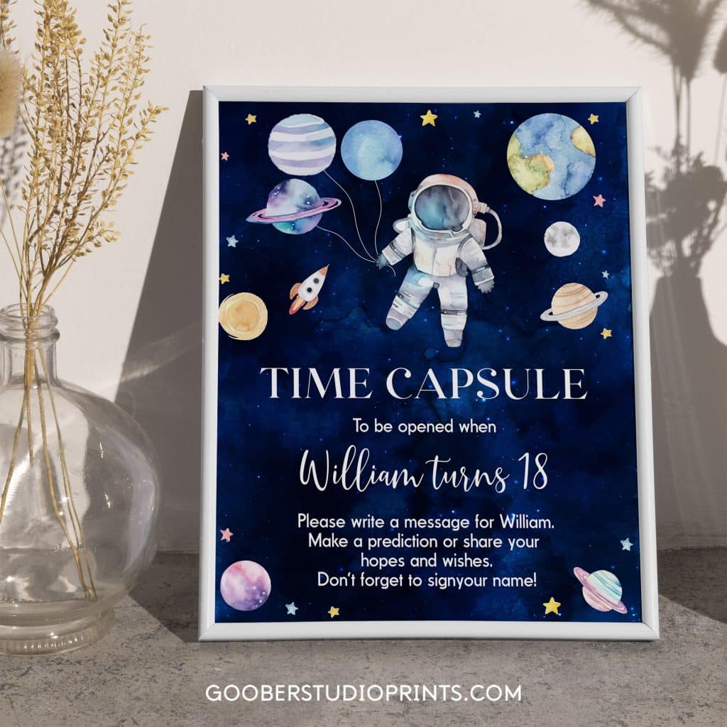 Outer Space Birthday Time Capsule Sign & Card - Goober Studio Prints