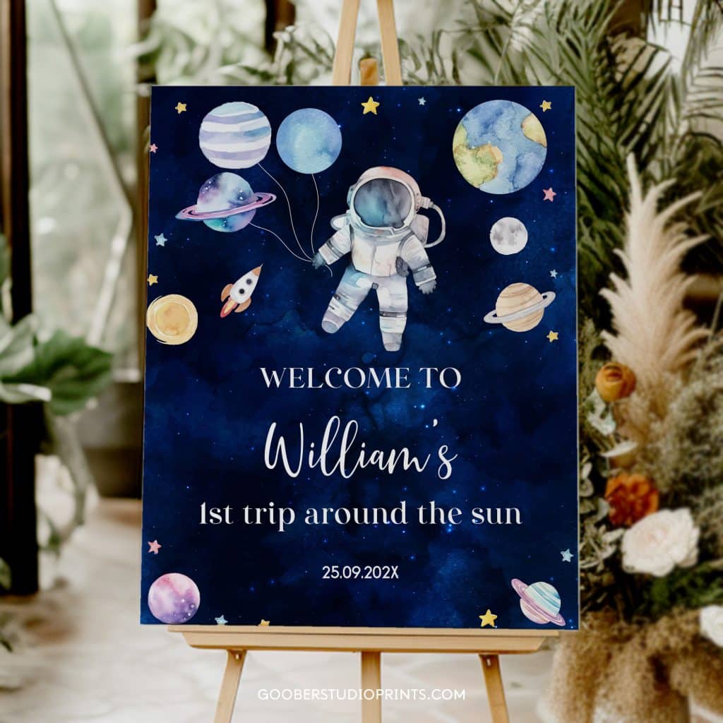 Outer Space Birthday Welcome Sign - Goober Studio Prints