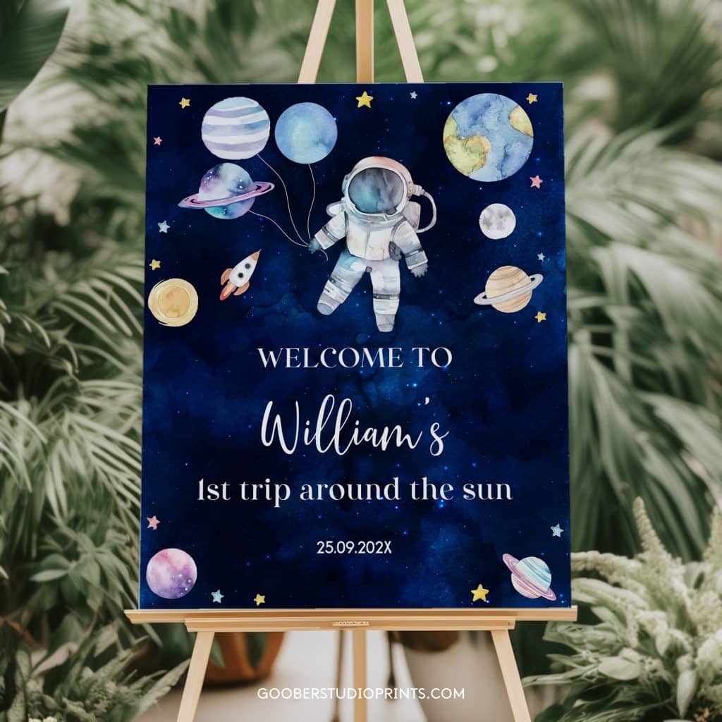 Outer Space Birthday Welcome Sign - Goober Studio Prints