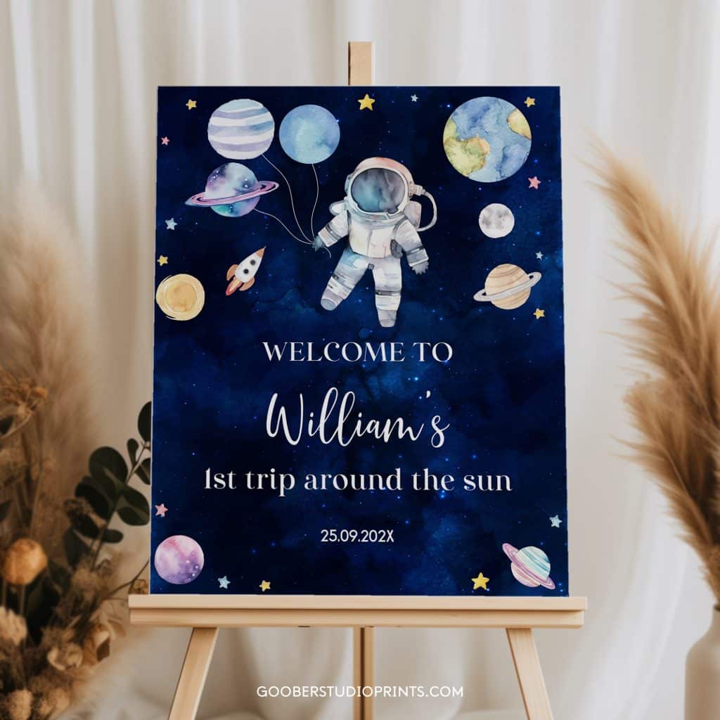 Outer Space Birthday Welcome Sign - Goober Studio Prints