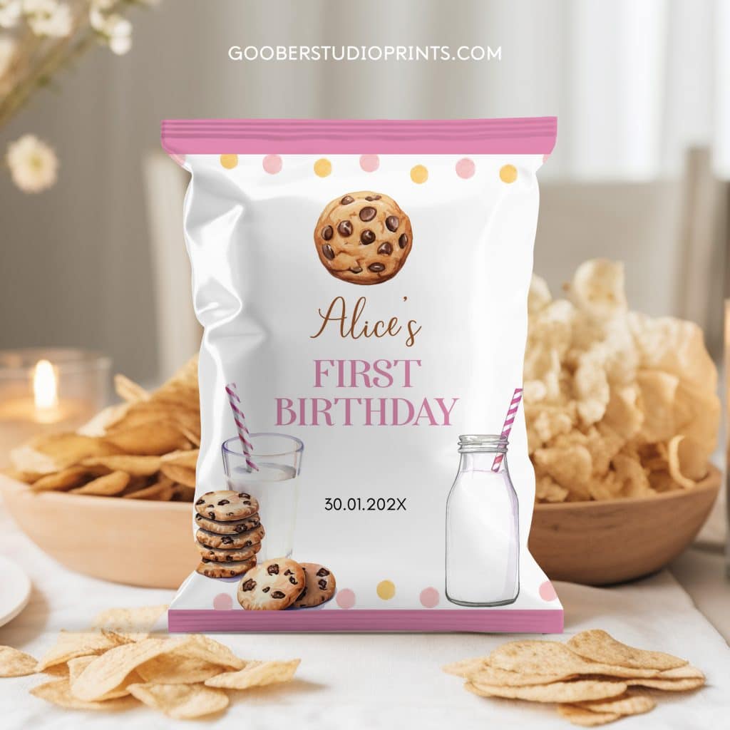 Milk and Cookies Birthday Chip Bags - Goober Studio Prints