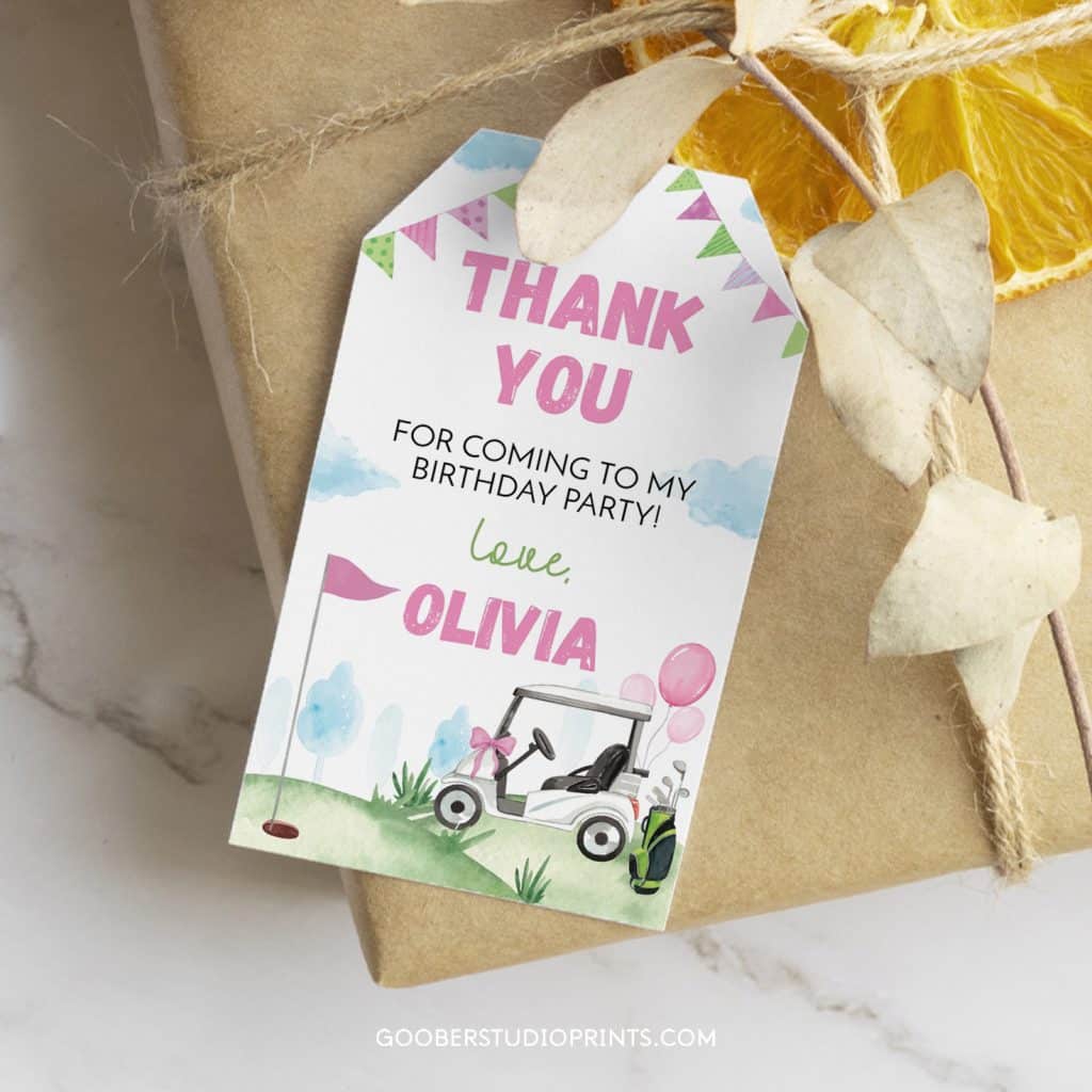 Golf Birthday Thank You Tag - Goober Studio Prints