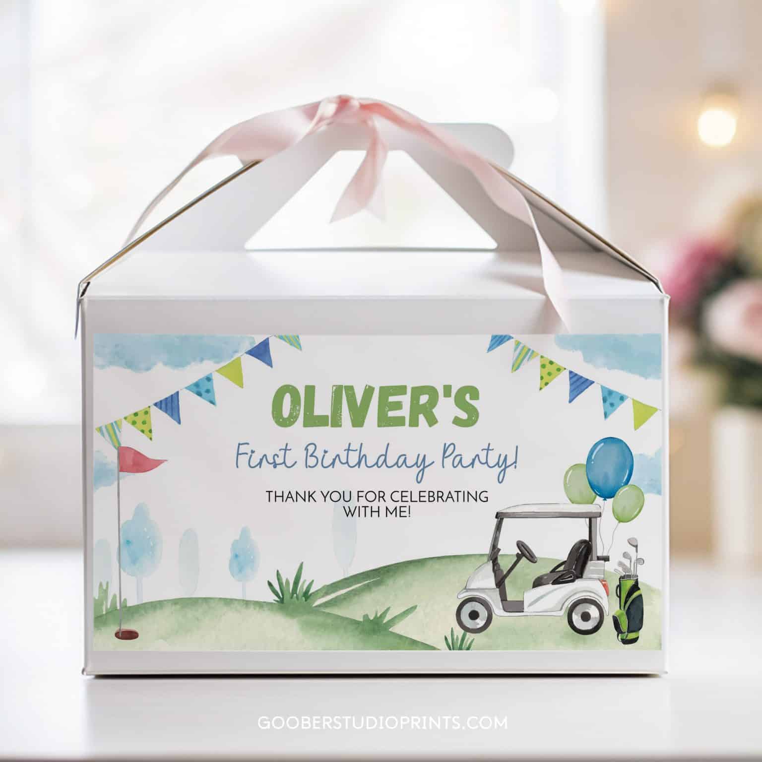 Golf Birthday Gable Box Label - Goober Studio Prints