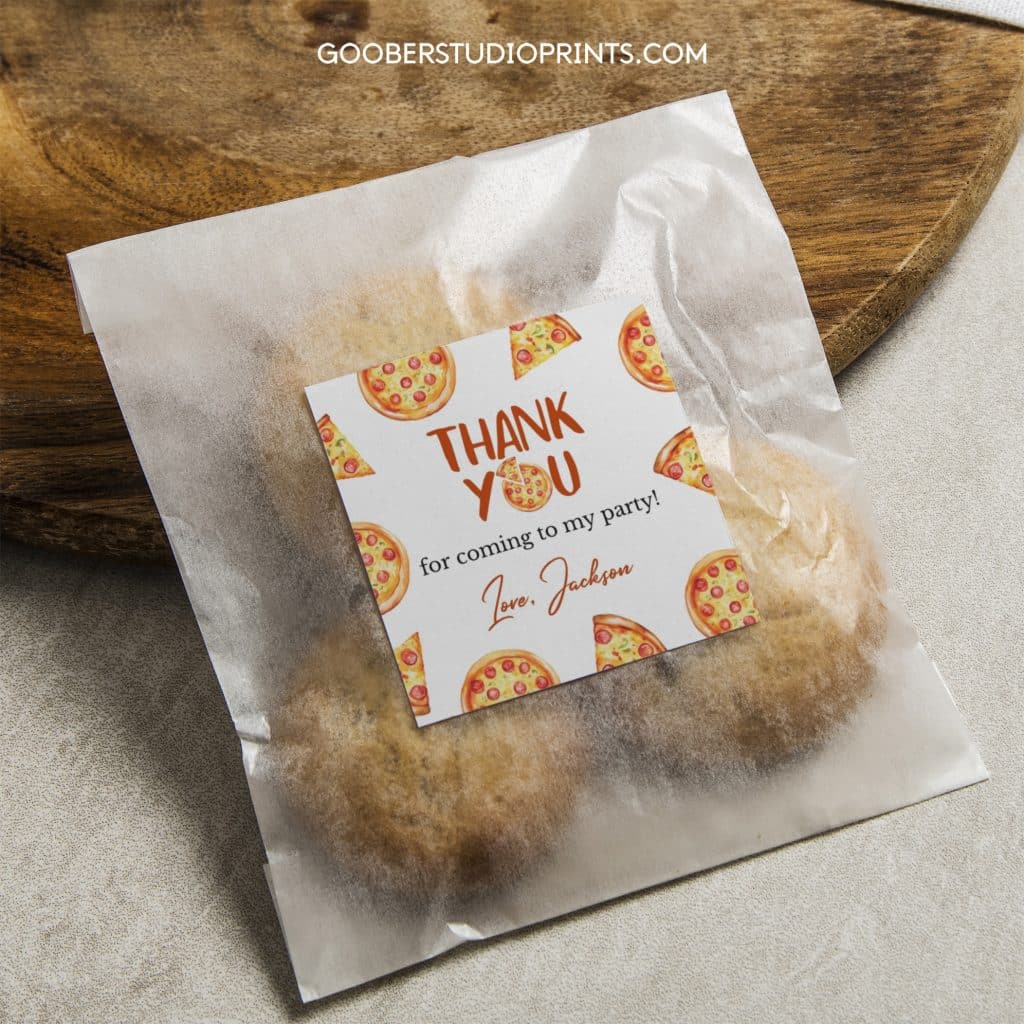 Pizza Birthday Thank You Favor Tag - Goober Studio Prints