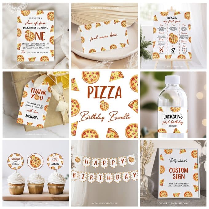 Pizza Birthday Set Bundle - Goober Studio Prints