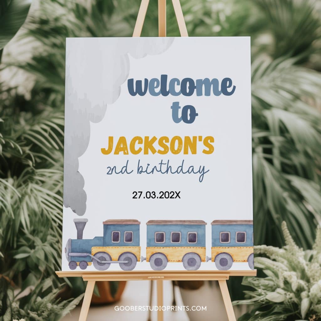 Train Birthday Welcome Sign - Goober Studio Prints