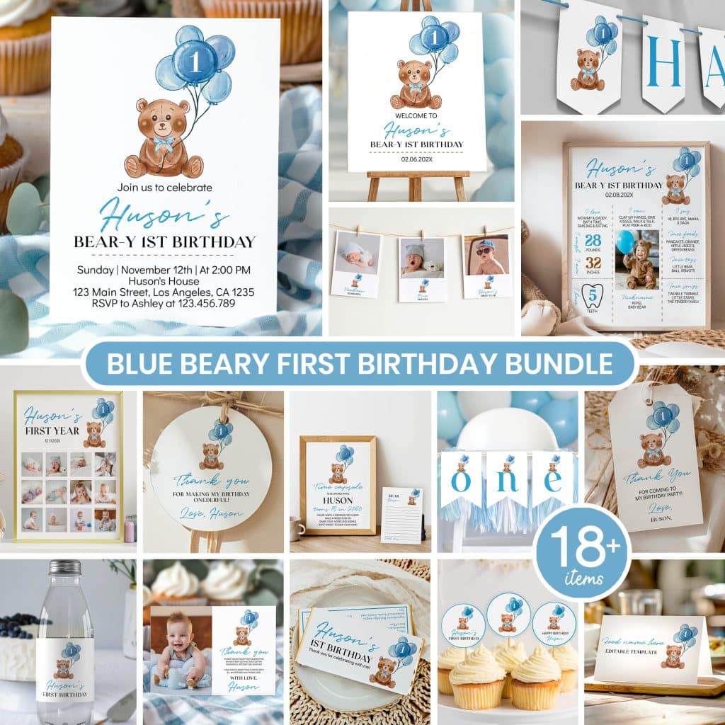 Teddy Bear Birthday Party Bundle - Goober Studio Prints