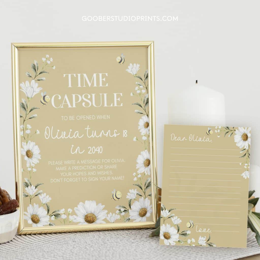 Daisy & Bee Birthday Time Capsule Sign & Card - Goober Studio Prints