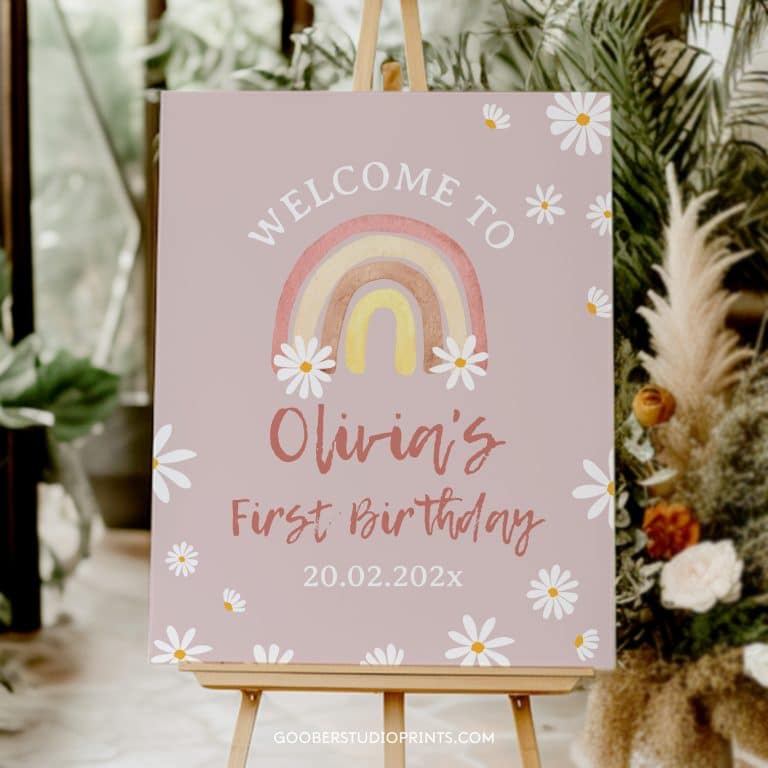 Daisy Rainbow Birthday Welcome Sign - Goober Studio Prints
