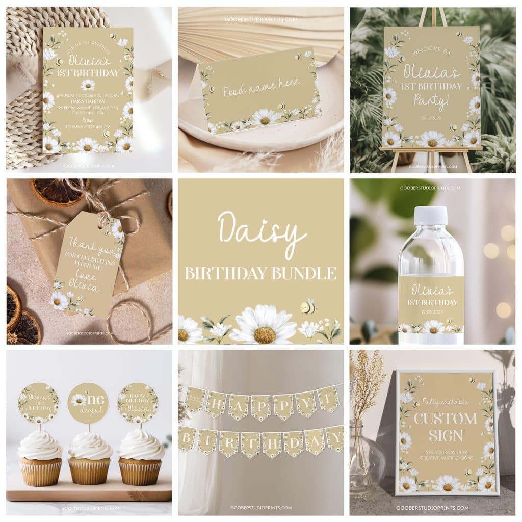 Daisy & Bee First Birthday Invitation - Goober Studio Prints