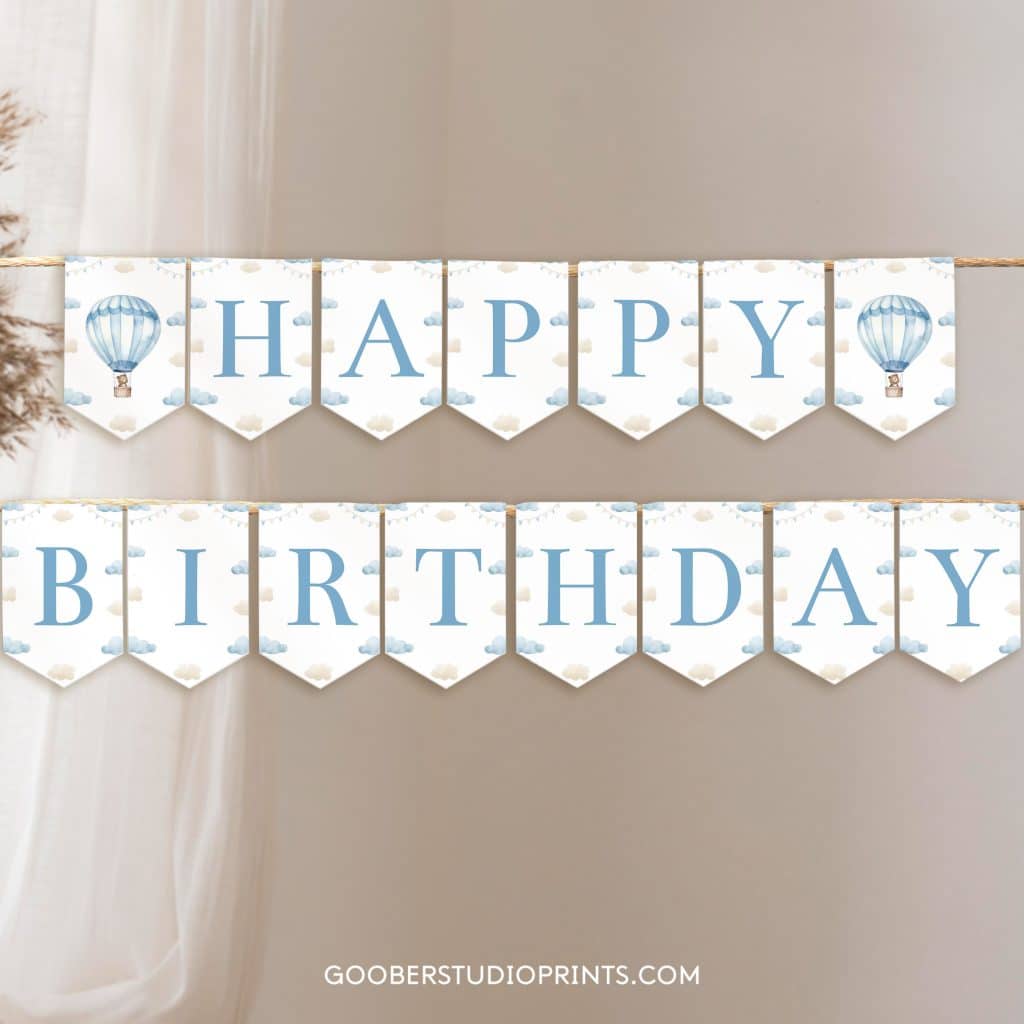 Hot Air Balloon Birthday Banner - Goober Studio Prints