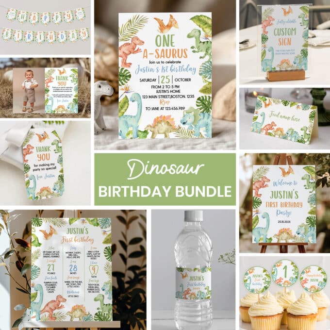 Dinosaur Birthday Invitation Bundle - Goober Studio Prints