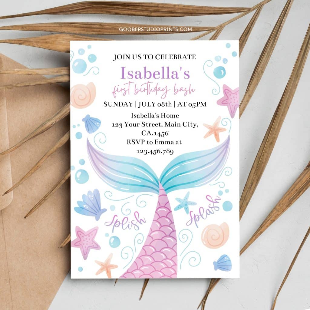 Free Mermaid Birthday Invitation - Goober Studio Prints