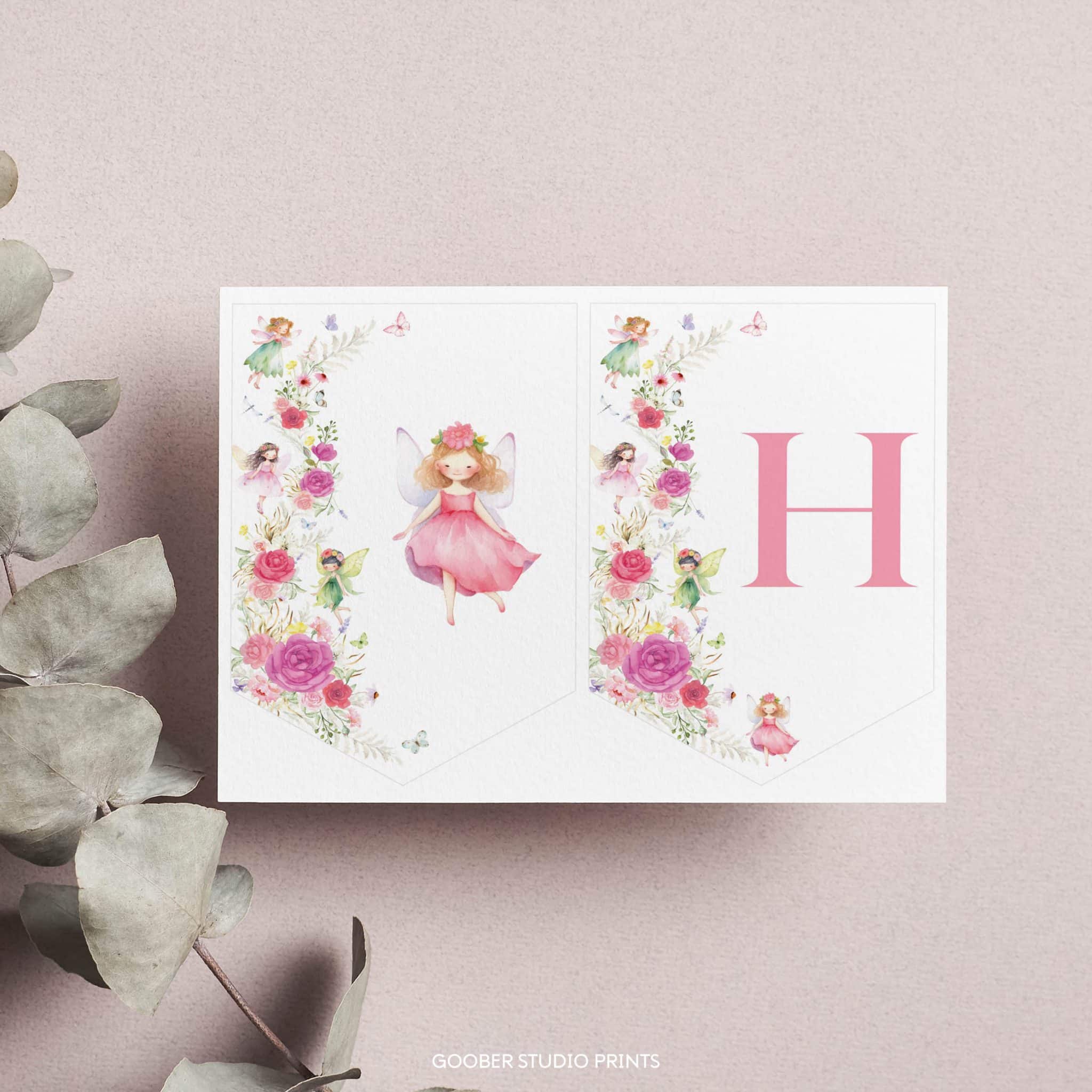 Fairy Floral Birthday Banner - Goober Studio Prints