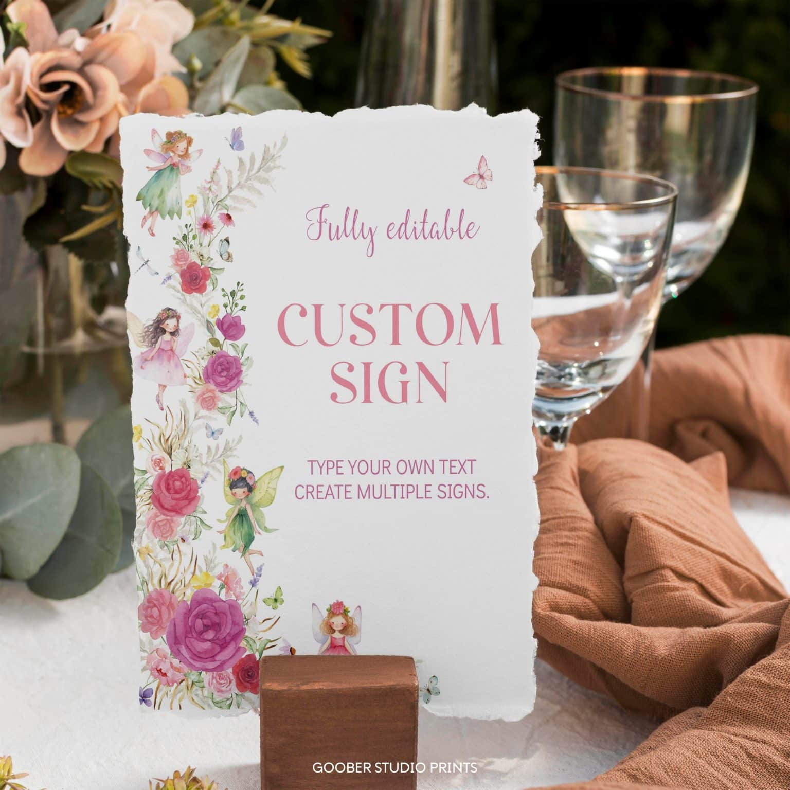 Fairy Birthday Custom Party Sign - Goober Studio Prints