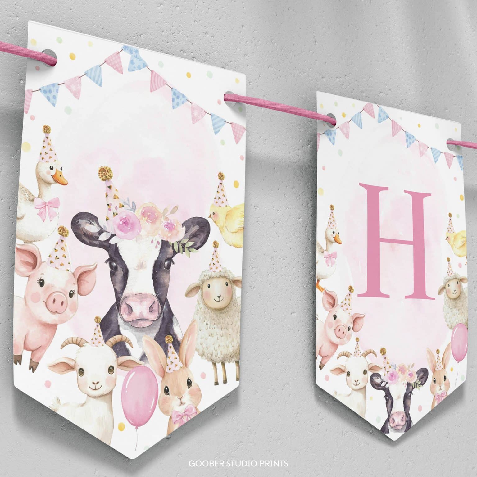 Farm Animals Birthday Party Banner - Goober Studio Prints