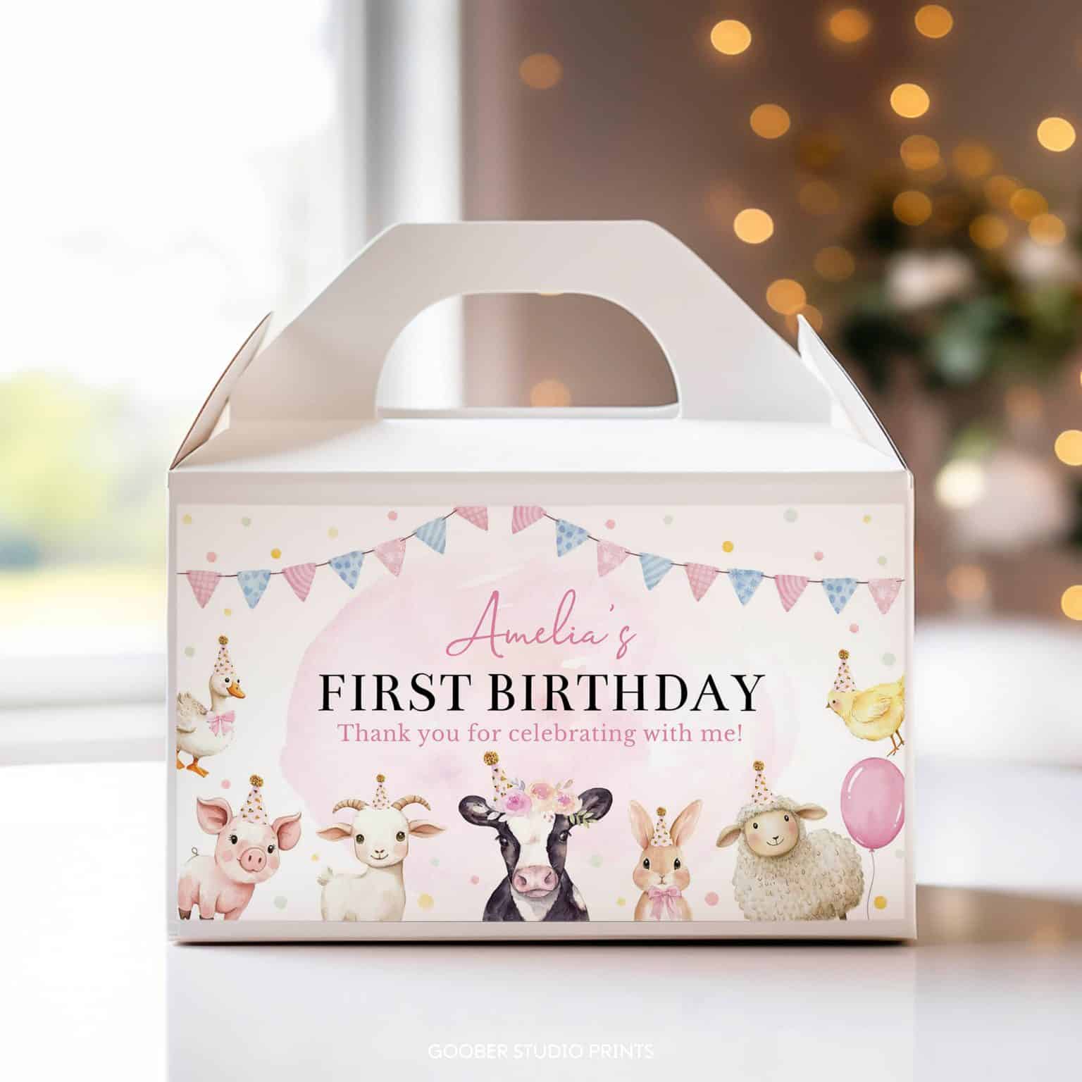 Farm Animals Birthday Party Water Bottle Label - Goober Studio Prints