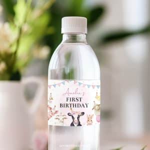 Farm Animals Birthday Party Water Bottle Label - Goober Studio Prints