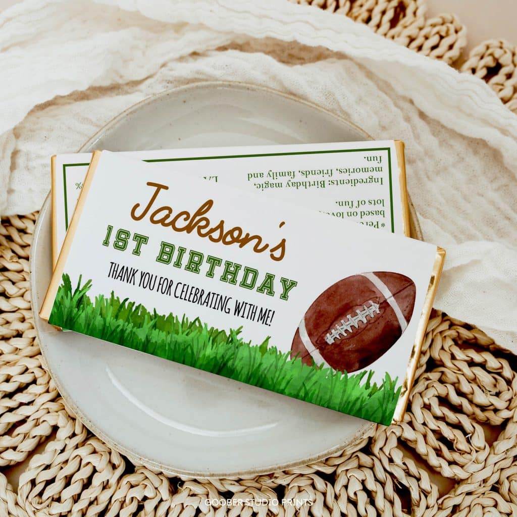 Football Birthday Chocolate Bar Wrappers - Goober Studio Prints