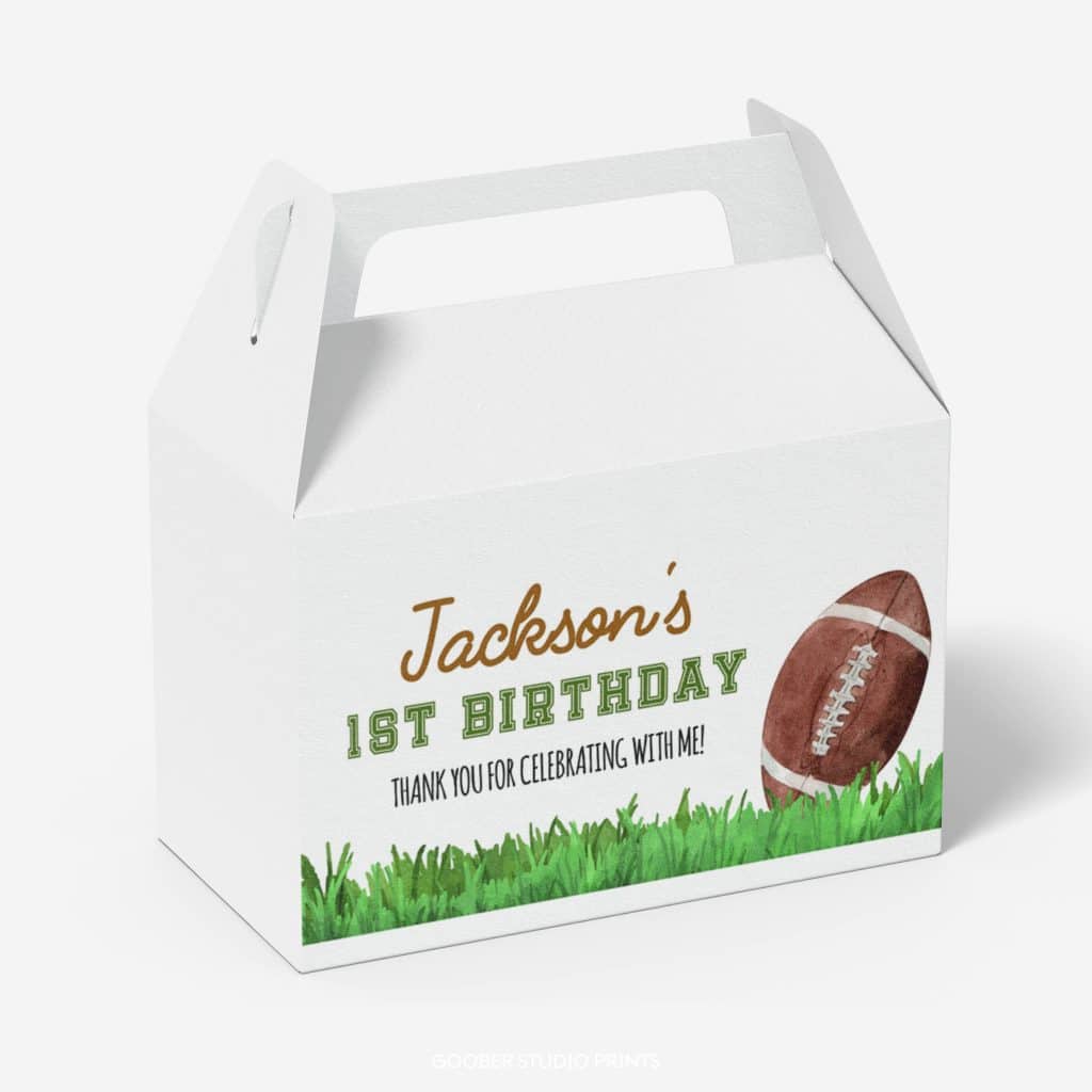 Football Birthday Gable Box Label - Goober Studio Prints