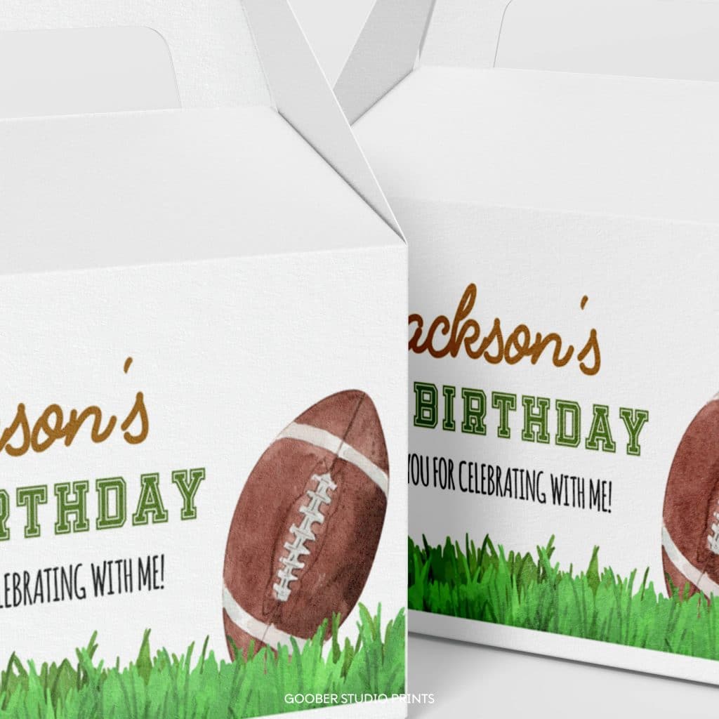 Football Birthday Gable Box Label - Goober Studio Prints