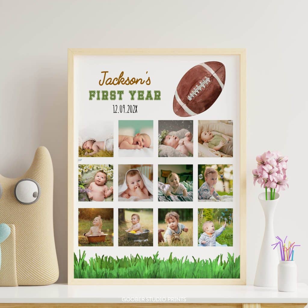 Football Birthday Milestone Photo Collage - Goober Studio Prints