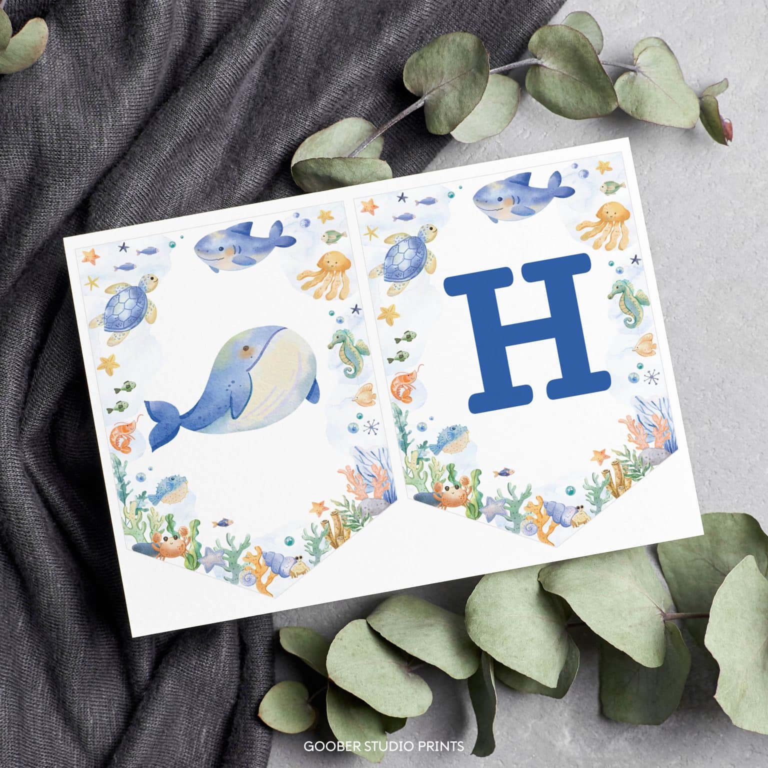 Ocean Animals Birthday Banner - Goober Studio Prints