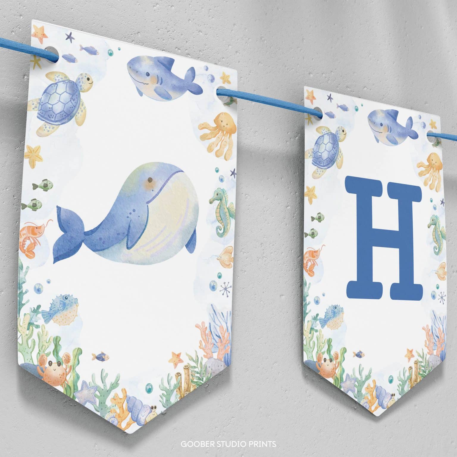 Ocean Animals Birthday Banner - Goober Studio Prints
