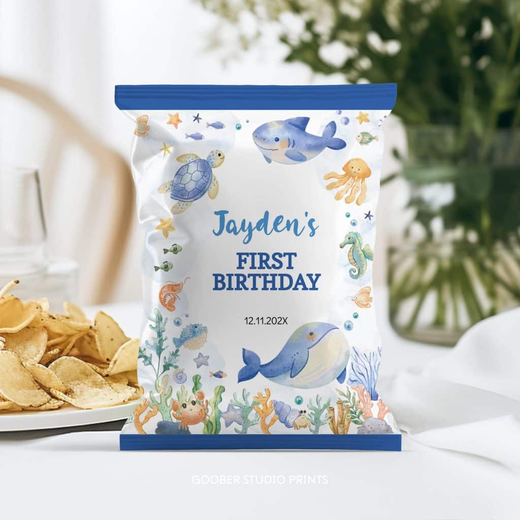 Under The Sea Birthday Chip Bags - Goober Studio Prints