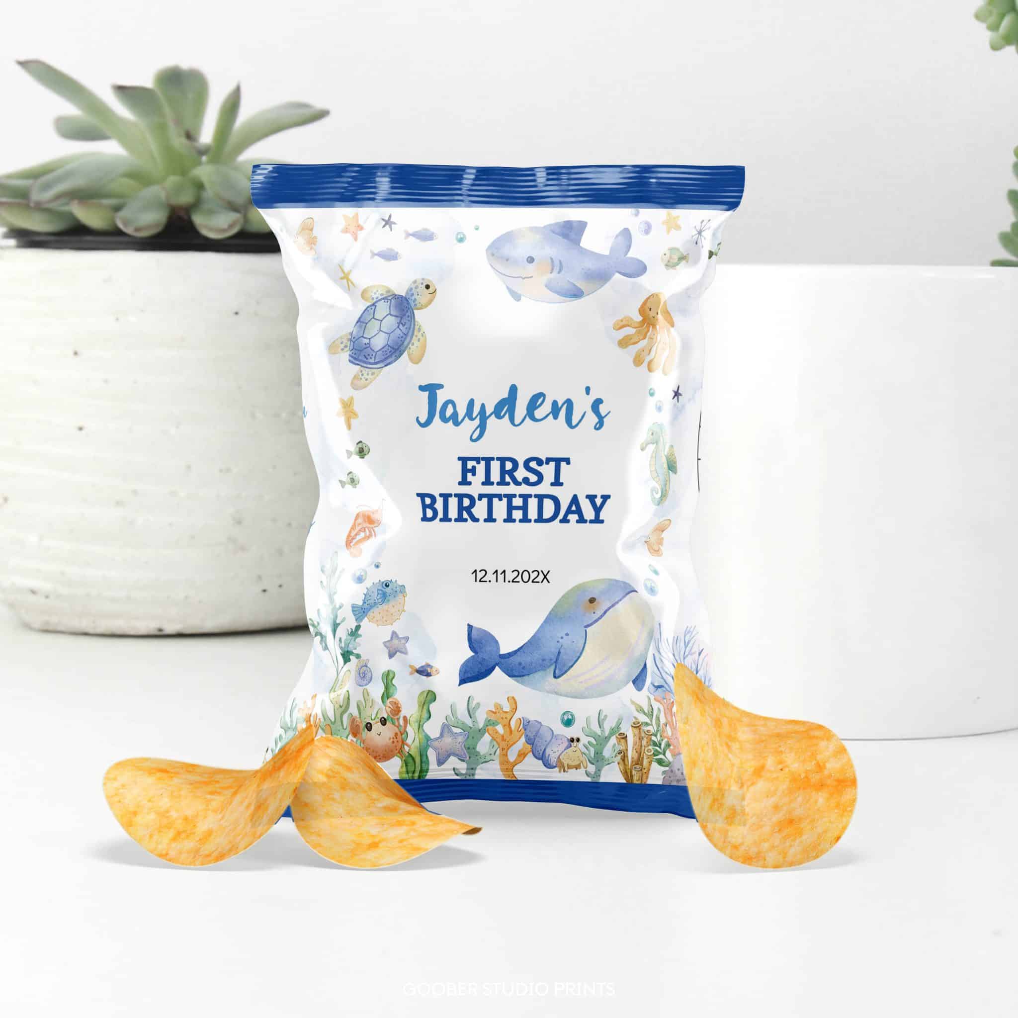 Under The Sea Birthday Chip Bags - Goober Studio Prints