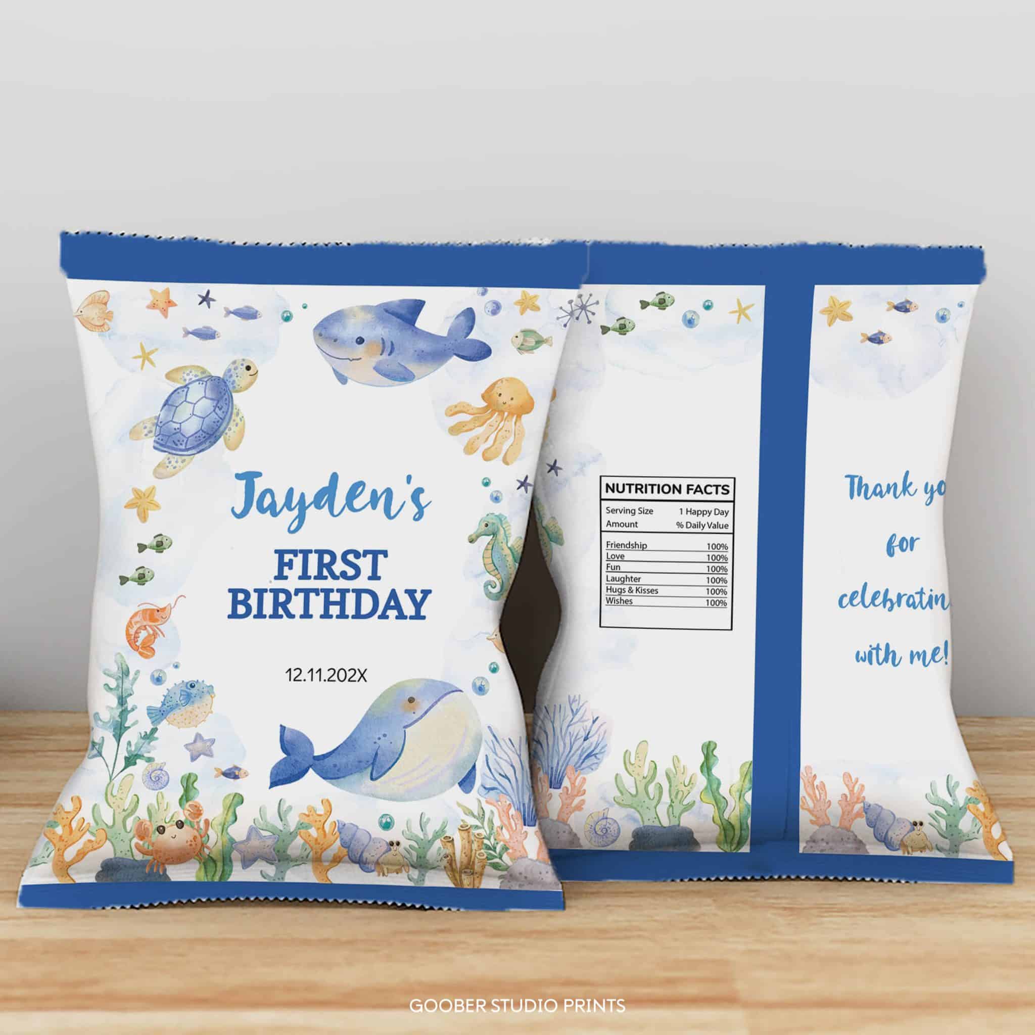 Under The Sea Birthday Chip Bags - Goober Studio Prints