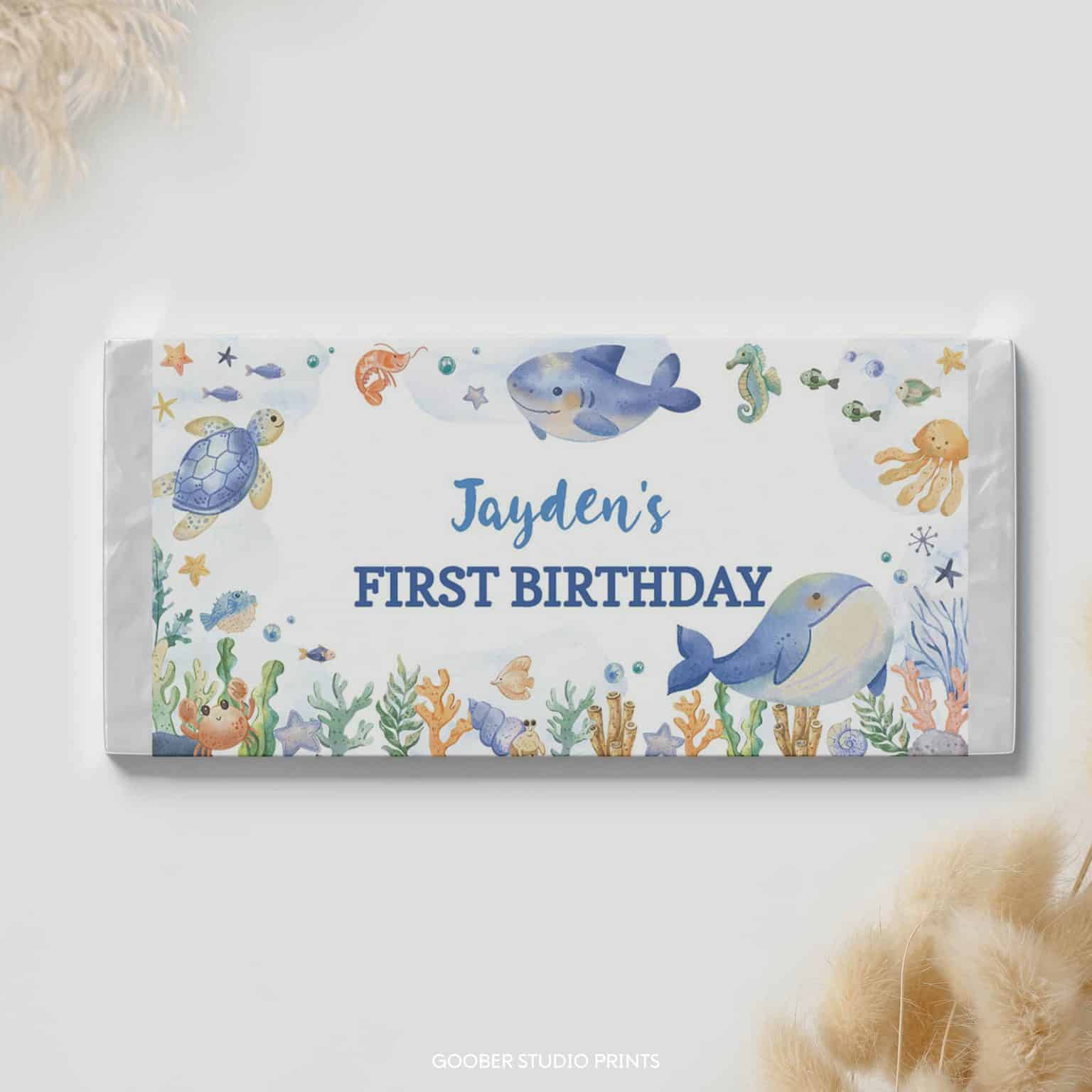 Under The Sea Birthday Chocolate Bar Wrappers - Goober Studio Prints