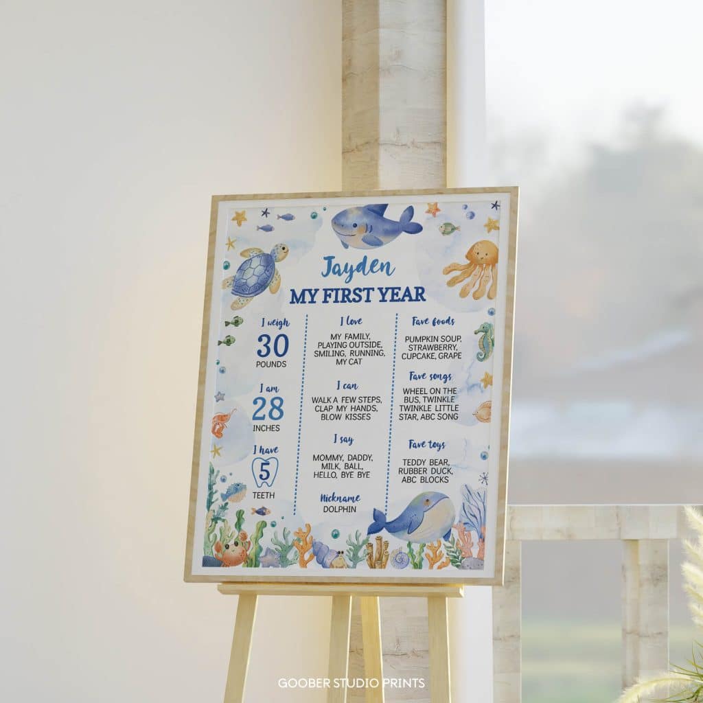 Under The Sea Birthday Milestone Poster - Goober Studio Prints